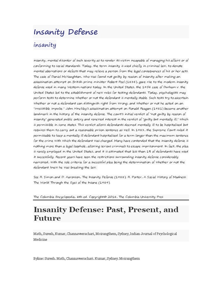 Insanity | PDF | Insanity Defense | Justice