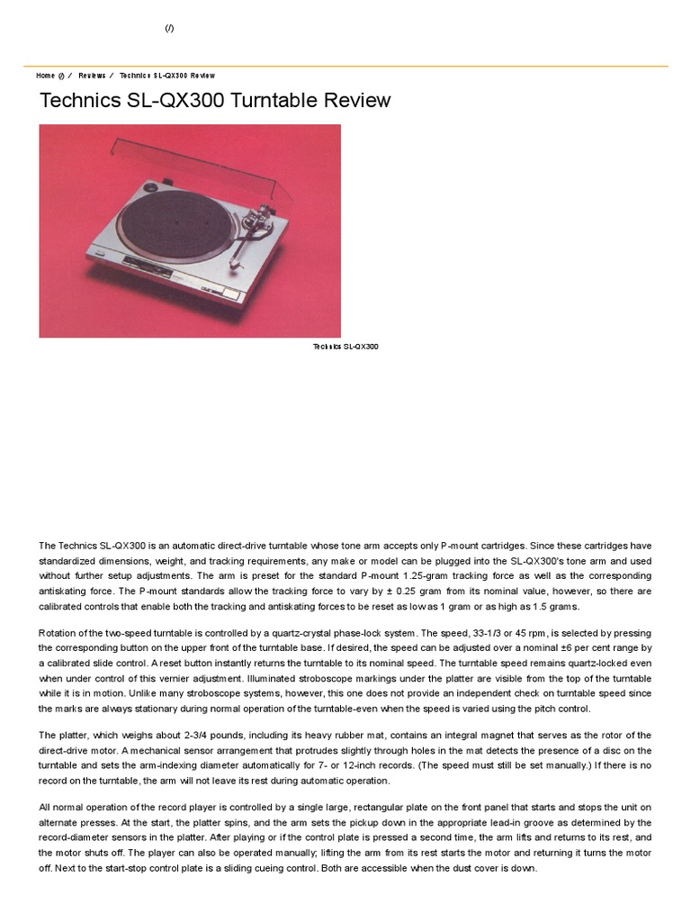 Technics SL-QX300 Turntable Review Price Specs - Hi-Fi Classic | PDF ...