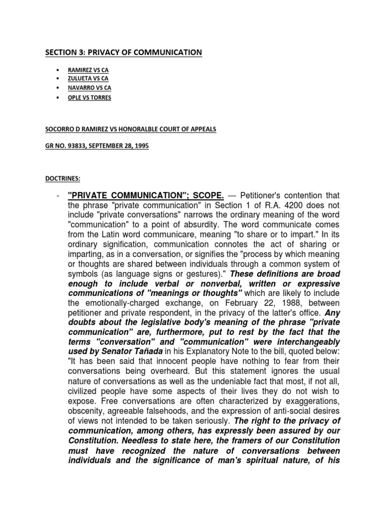 Section 3: Privacy of Communication: Communicare Conversation | PDF ...