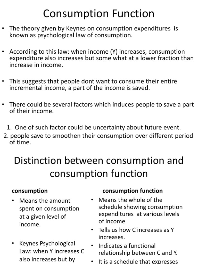 Consumption Function | PDF | Saving | Economic Theories