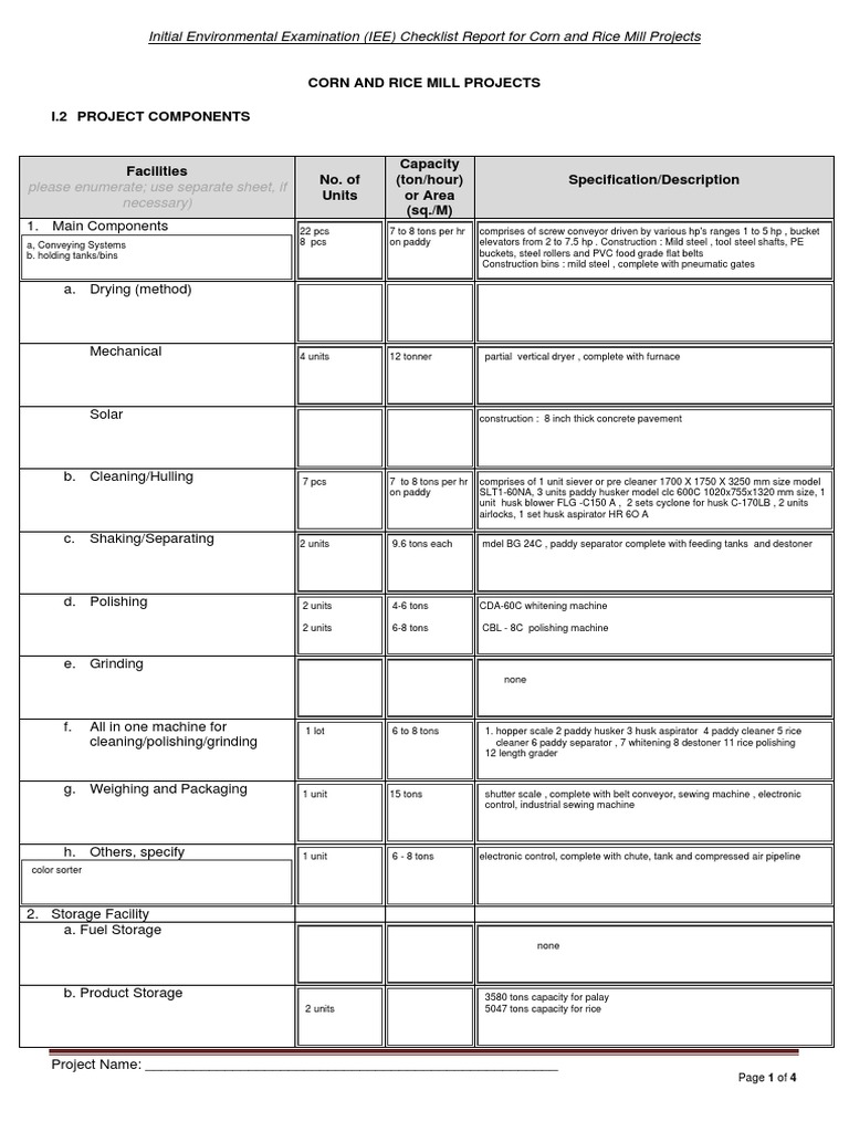 Initial Environmental Examination (IEE) Checklist Report For Corn and ...