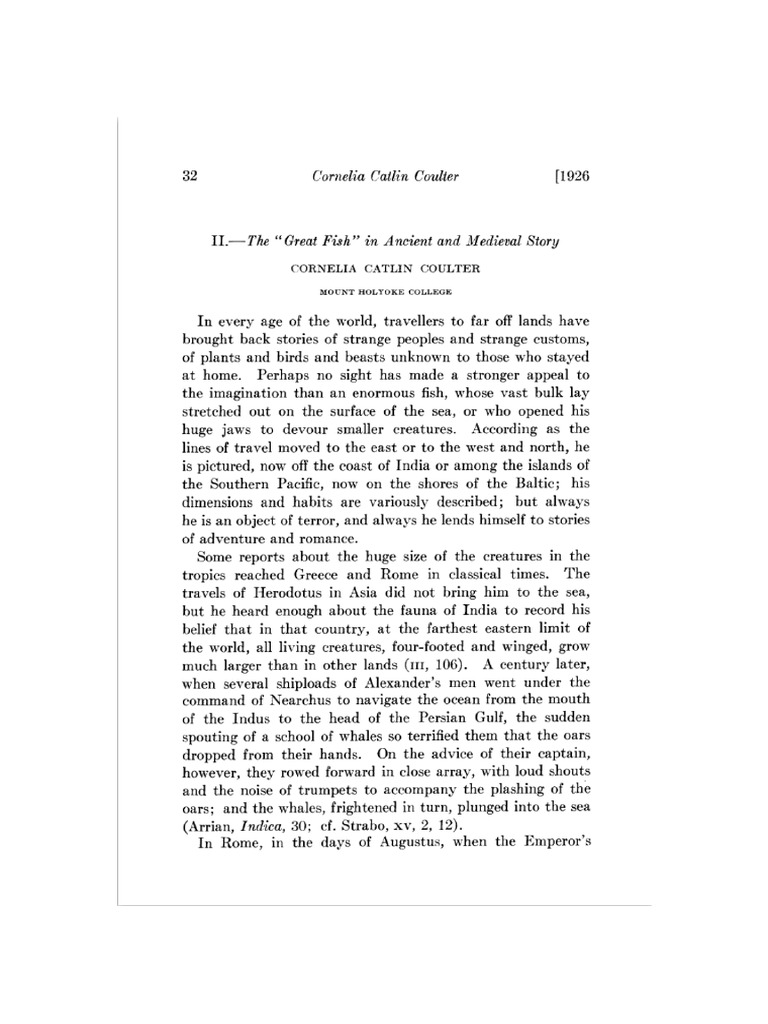 The Great Fish in Ancient and Medieval Story | PDF