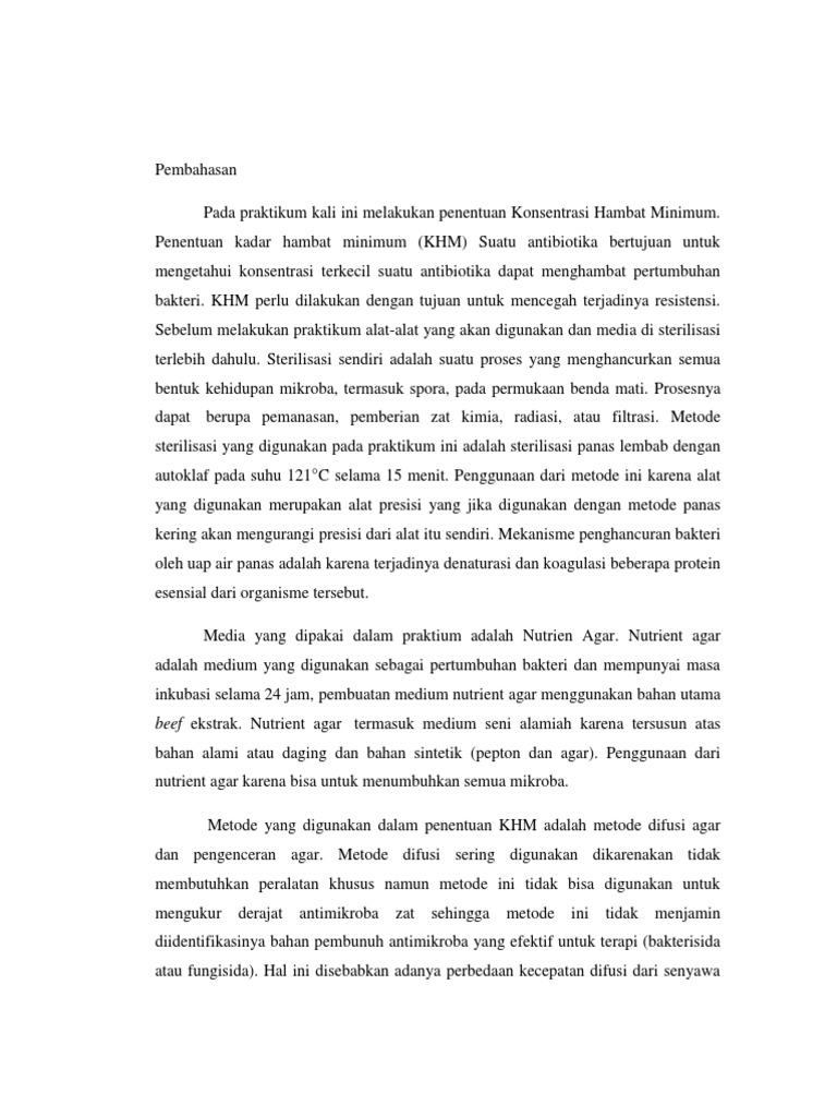 Penentuan Kadar Hambat Minimum | PDF