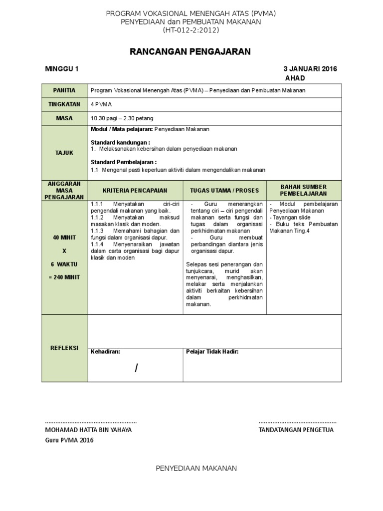 Contoh RP Pvma Minggu 1 Baru | PDF