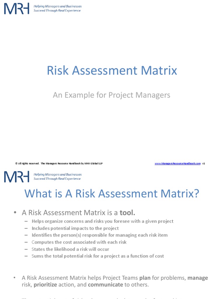 Risk Assessment Matrix: An Example For Project Managers | PDF | Risk ...