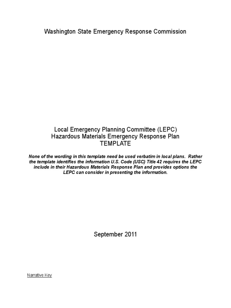 Washington State Emergency Response Commission: Narrative Key | PDF ...