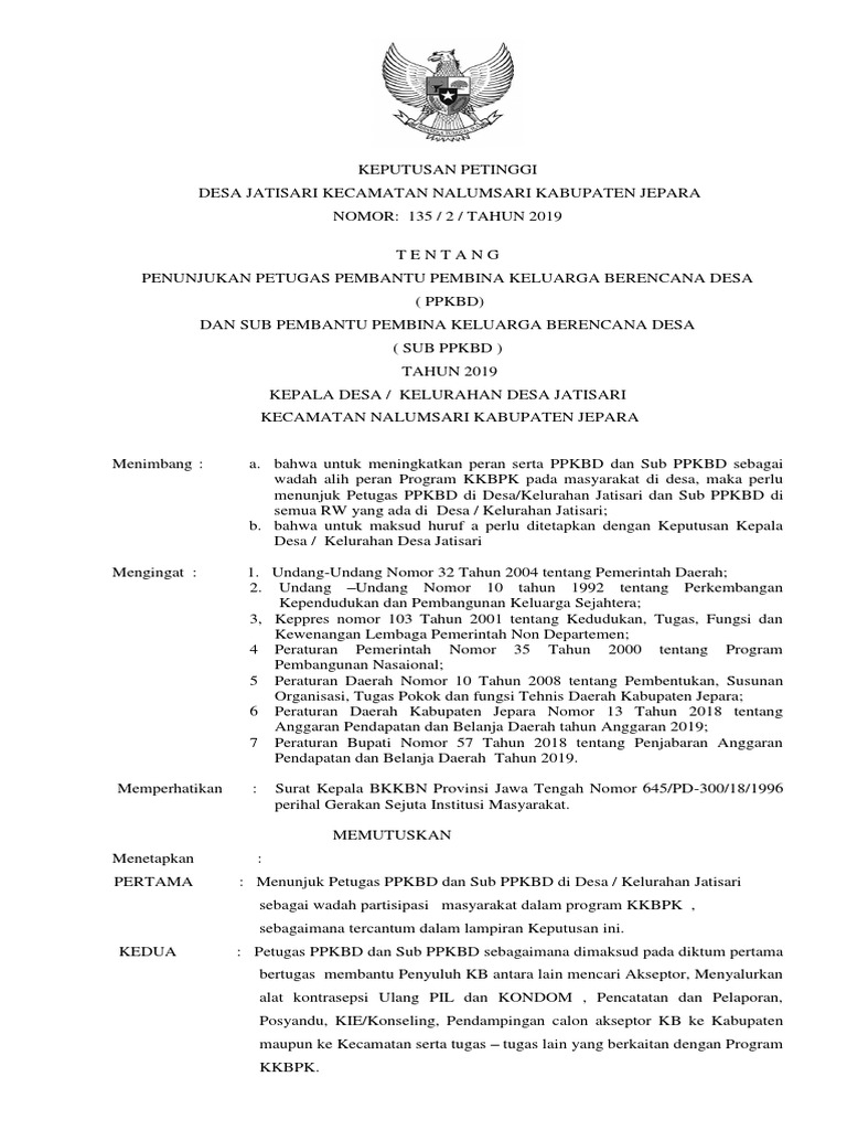 Contoh SK PPKBD TH 2019 | PDF