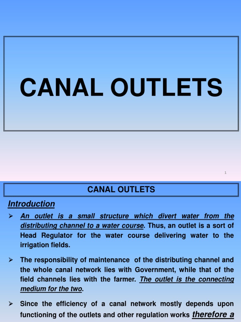 Chapter 10 Canal Outlets | PDF | Civil Engineering | Hydrology