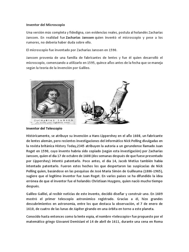Inventor Del Microscopio | PDF | Telescopio | Teléfono
