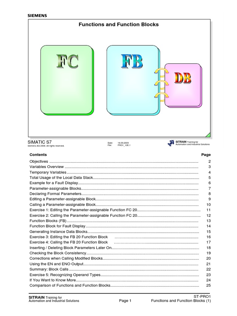 Functions And Function Blocks Simatic S7 Pdf Variable Computer Science Parameter 6319