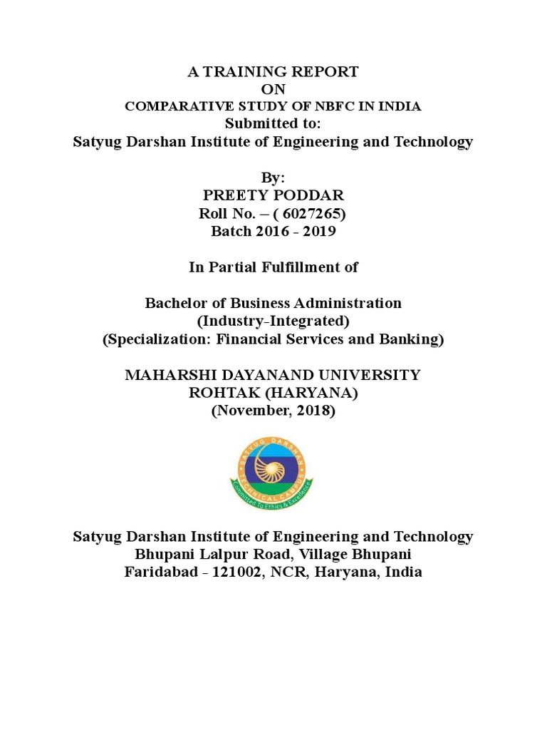 Final Report On NBFC | PDF