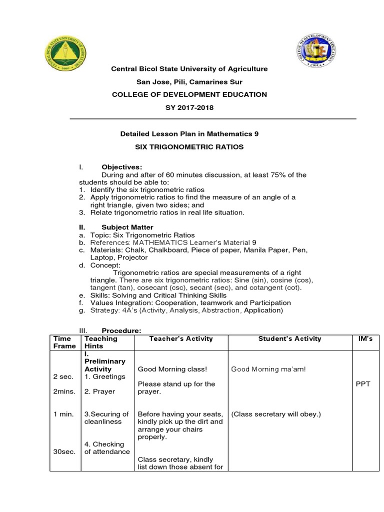 SIX TRIGONOMETRIC RATIOS - Rose Ann | PDF | Trigonometric Functions ...