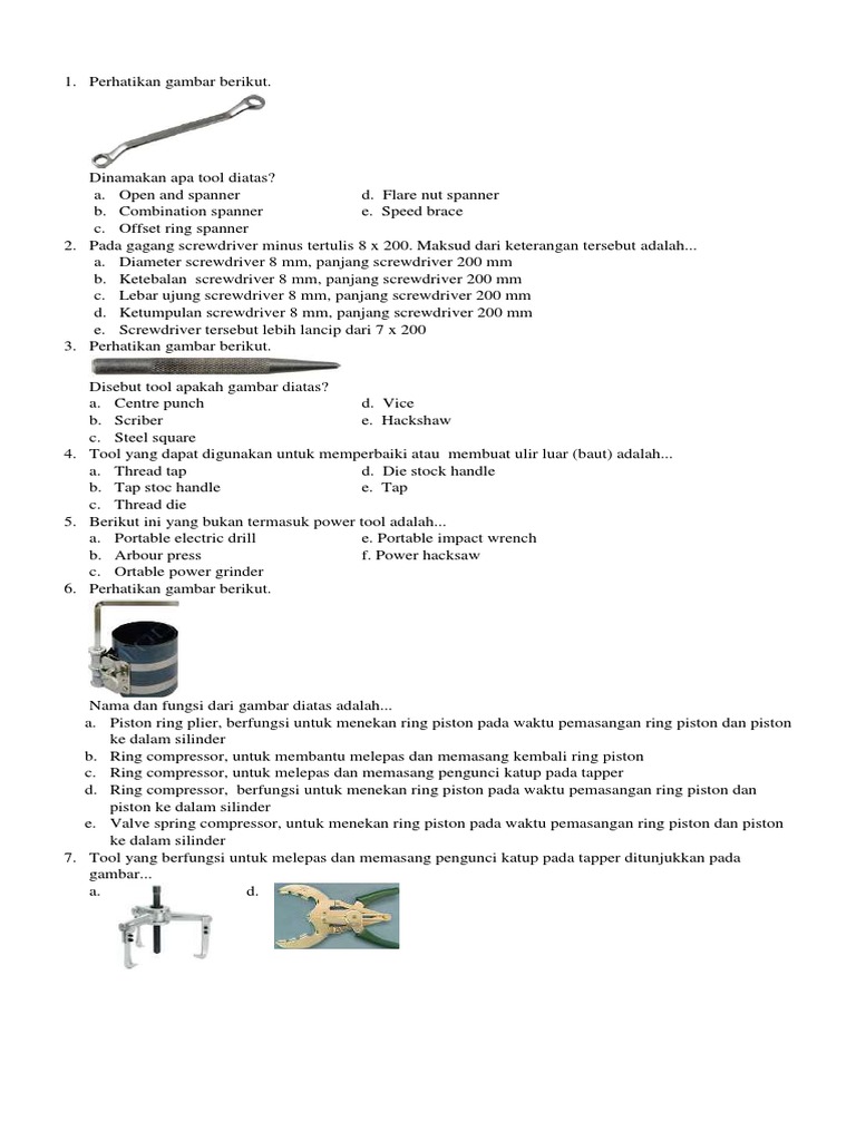 Soal Usbn c2 Otomotif (Pdto, Tdo, Tldo) | PDF