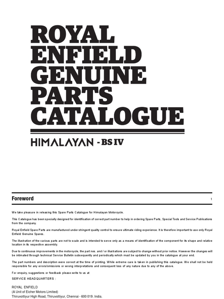 BS Iv Himalayan Parts Catalogue PDF | PDF | Brake | Valve