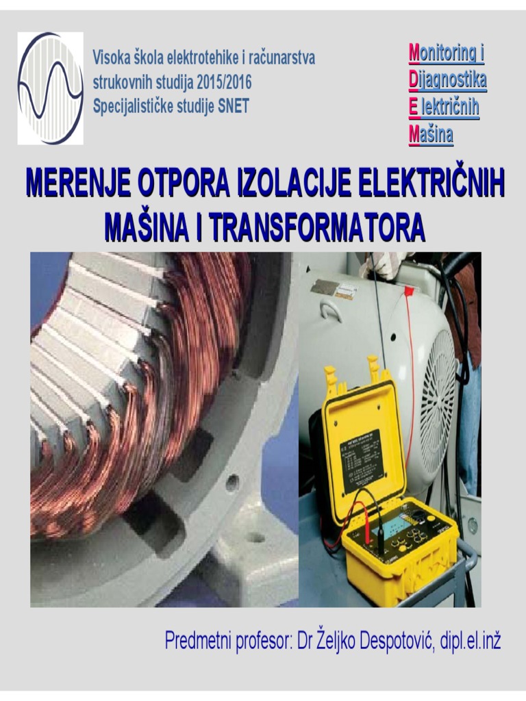 Merenje Otpora Izolacije Elektricnih Masina I Transformatora PDF | PDF
