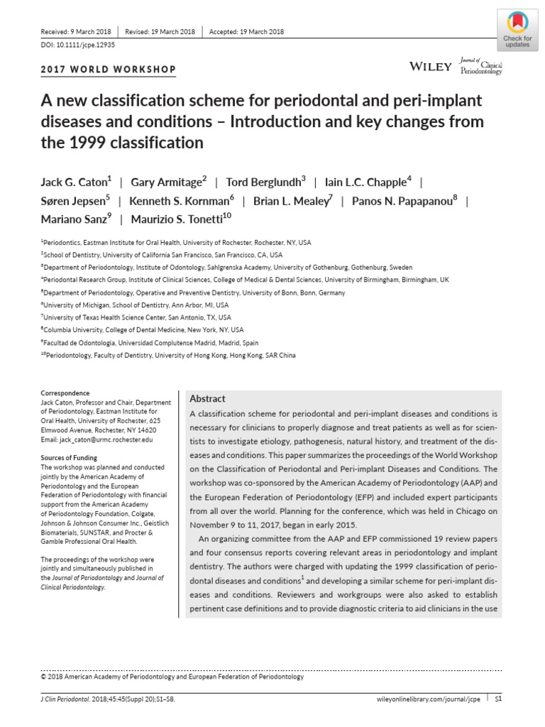 New Classification For Periodontal Diseases 2017 PDF | PDF ...