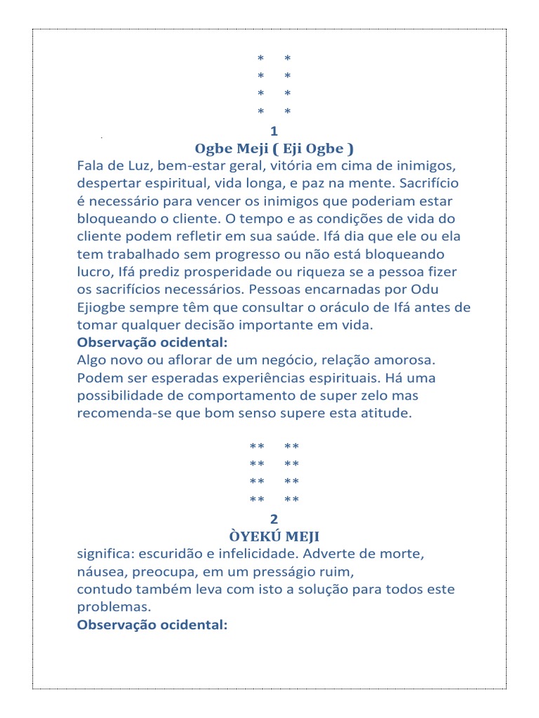 Significados dos 256 Odus de Ifá | PDF | Sacrifício | Humano