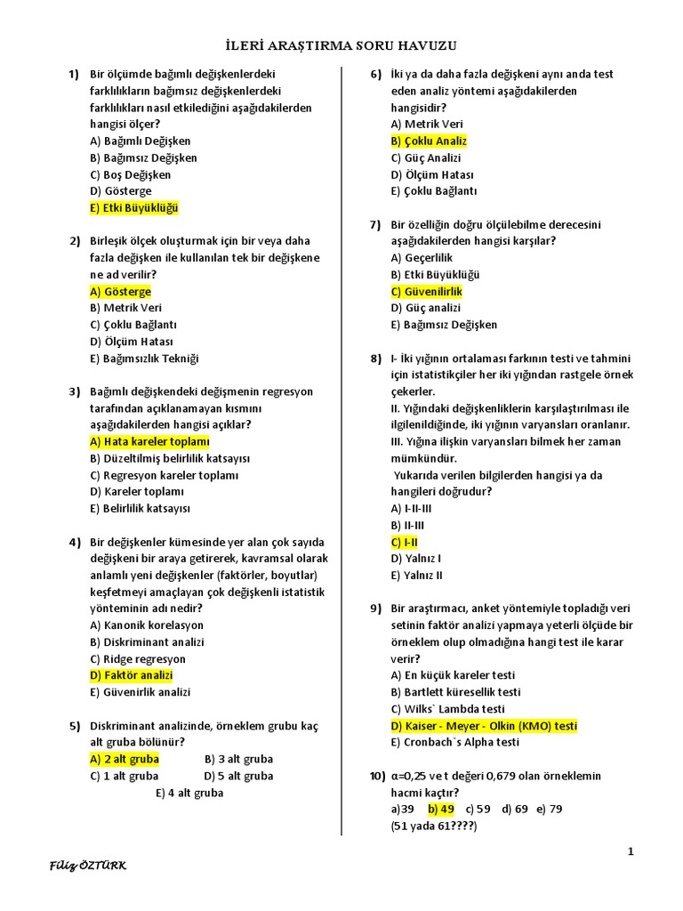 Ileri Ara T Rma SORU HAVUZU-1 | PDF