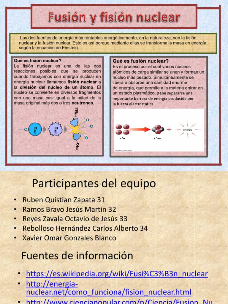 Infografia Fusión y Fisión Nuclear | PDF | La energía nuclear | Fusión ...