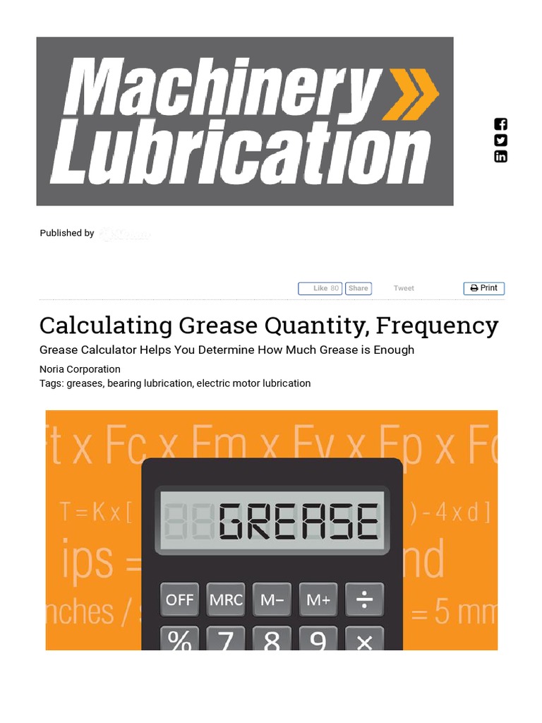 Calculating Grease Quantity, Frequency | PDF | Bearing (Mechanical ...