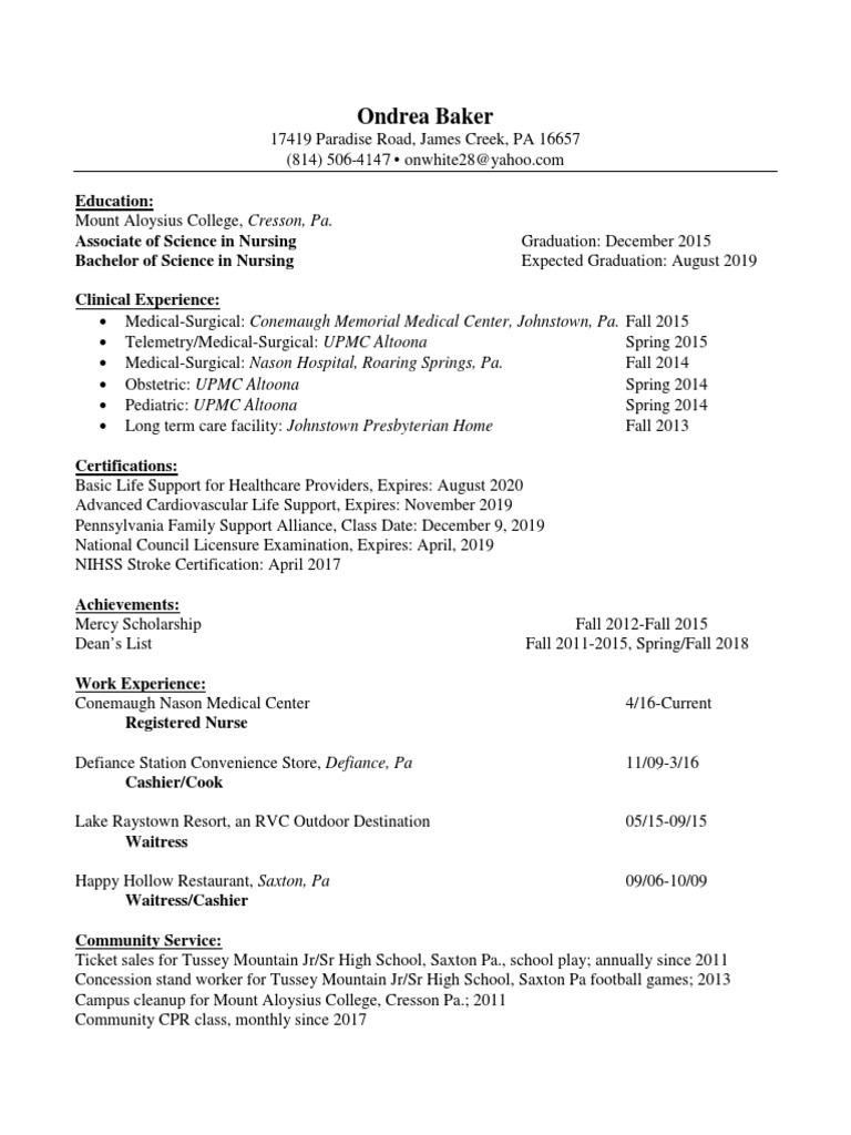 Nursing Resume Final | PDF