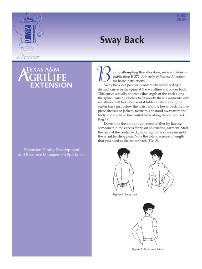 Sway Back Pattern Adjustment Guide | PDF | Seam (Sewing) | Human Appearance