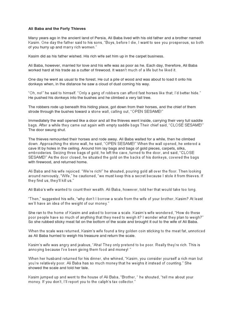 Ali Baba and The Forty Thieves | PDF