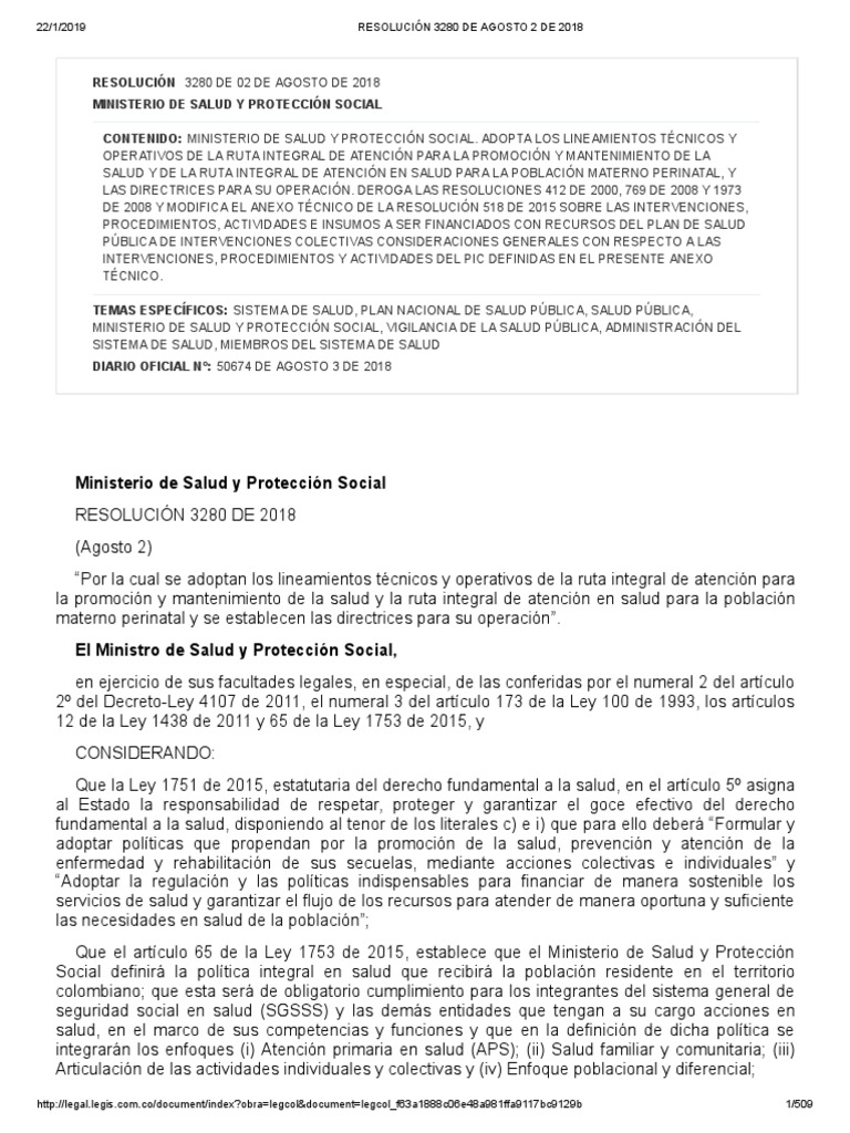 Resolución 3280 de Agosto 2 de 2018 | PDF | Esfera pública | Gobierno