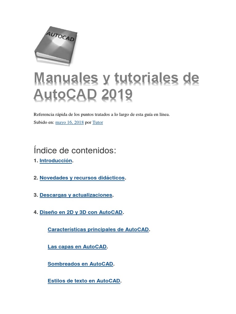 Manuales y Tutoriales de AutoCAD 2019 PDF | PDF | Cad automático | Autodesk Revit