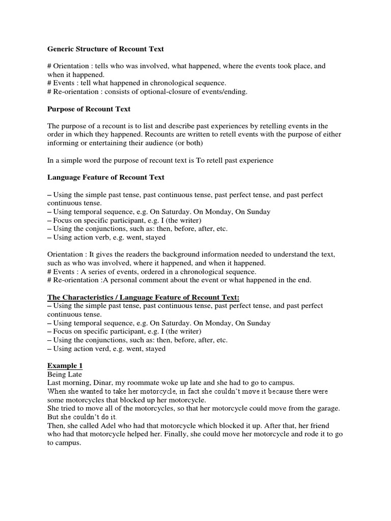 Materi Generic Structure of Recount Text | PDF | Grammatical Tense