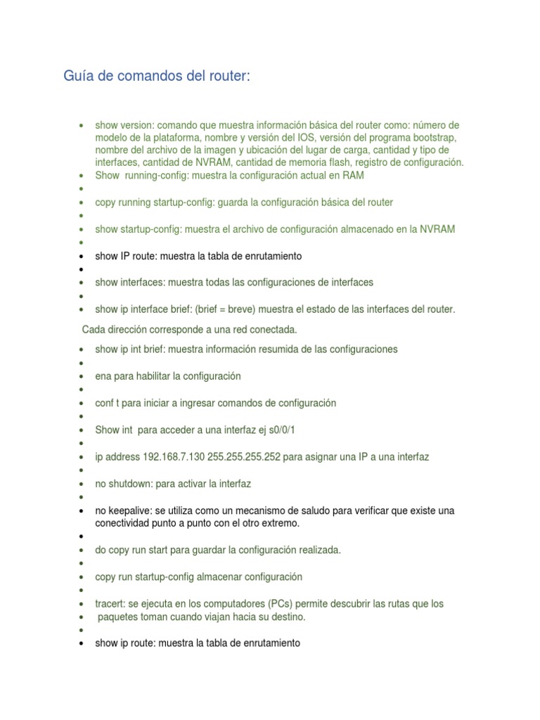 Comandos Enrutador | PDF | Enrutador (Computación) | Protocolos de internet
