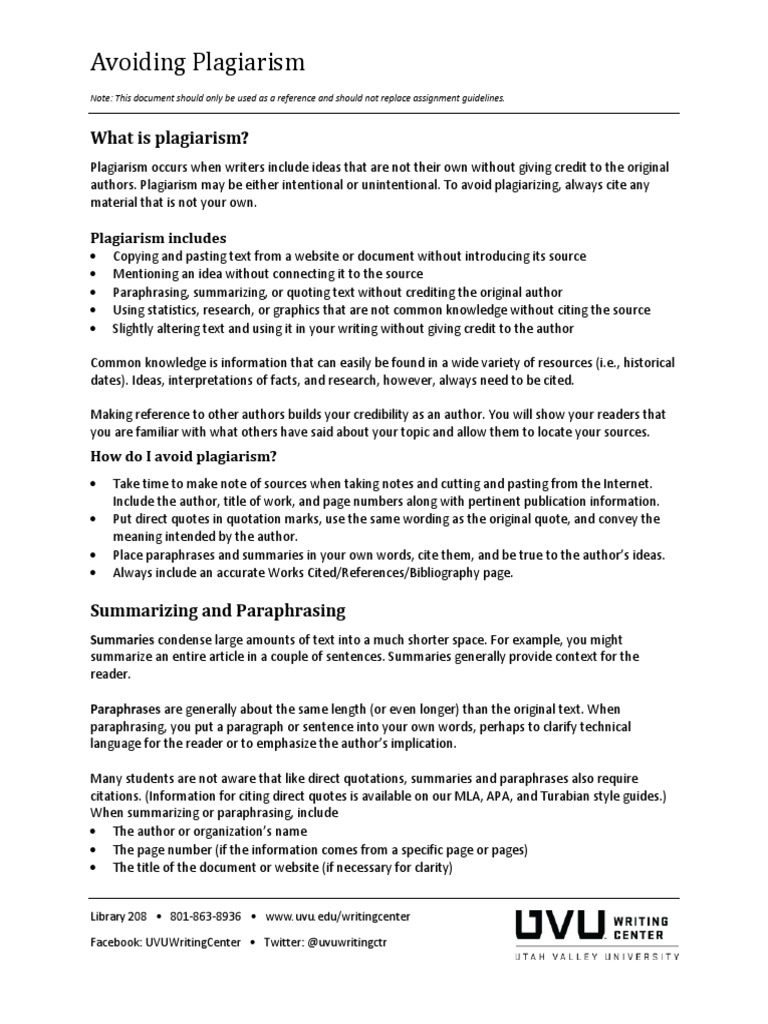 Avoiding Plagiarism | PDF | Plagiarism | Citation