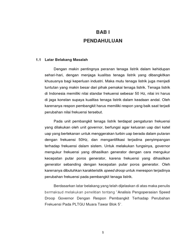 Analisis Speed Droop Governor PLTGU | PDF