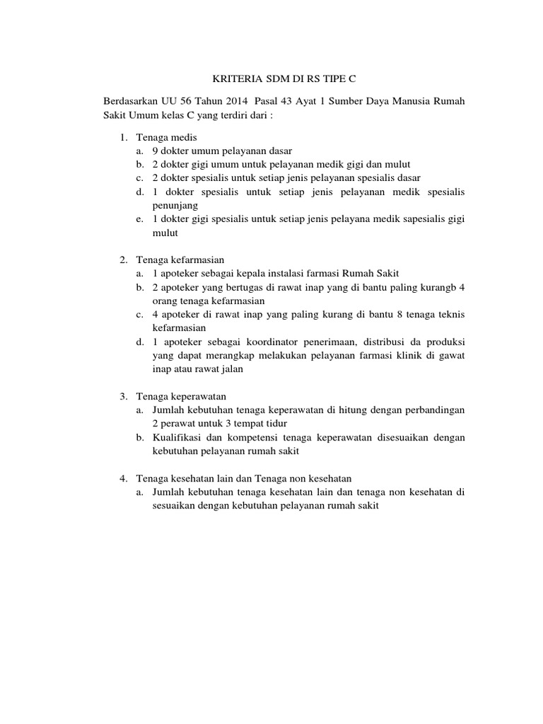 Kriteria RS Tipe C | PDF