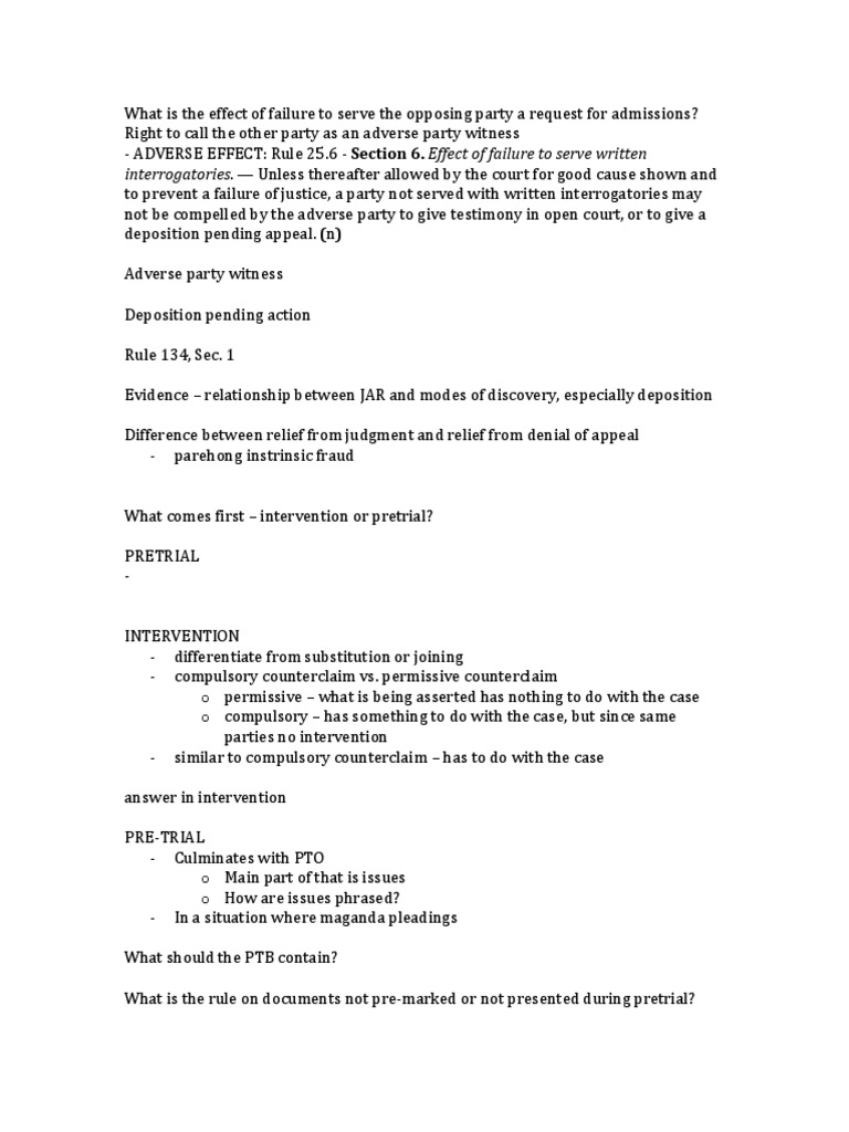 What Is The Effect of Failure To Serve The Opposing Party A Request For ...