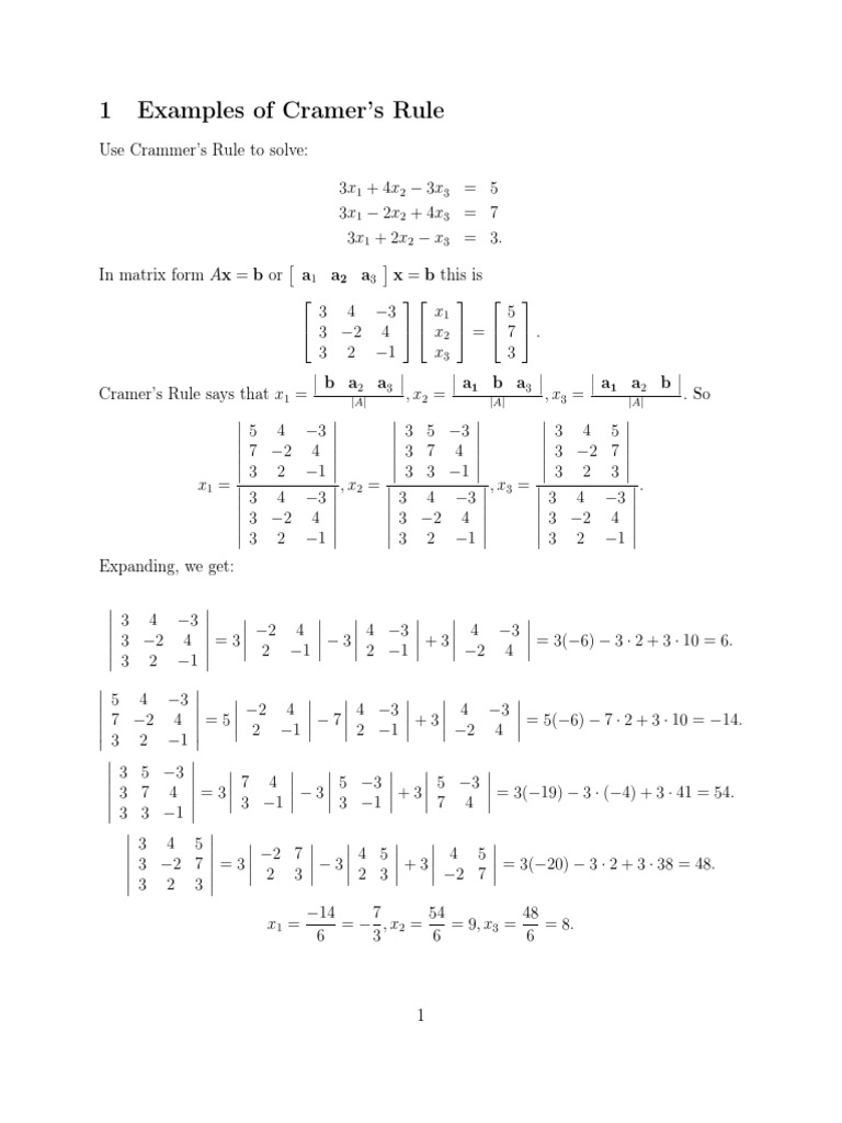 3 Variable Cramers Rule PDF | PDF | System Of Linear Equations | Mathematical Relations