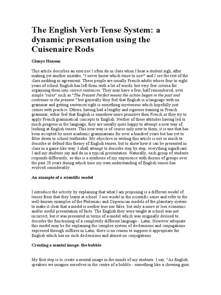 The English Verb Tense System | PDF | English Language | Linguistic ...