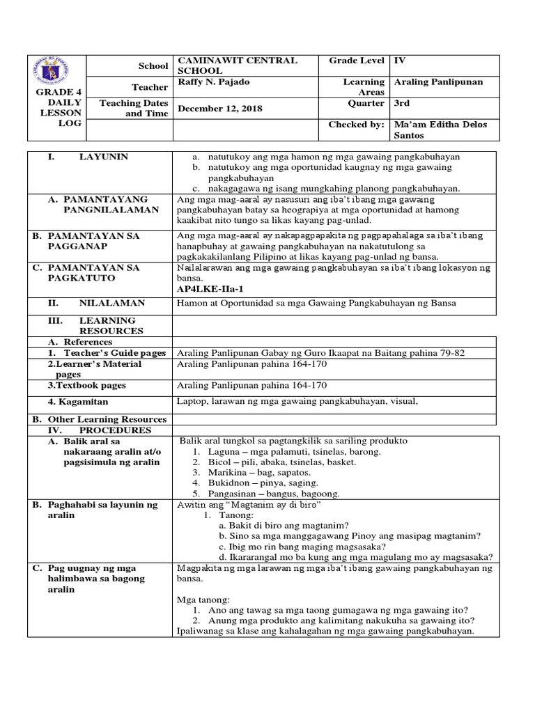 A Detailed Lesson Plan AP | PDF