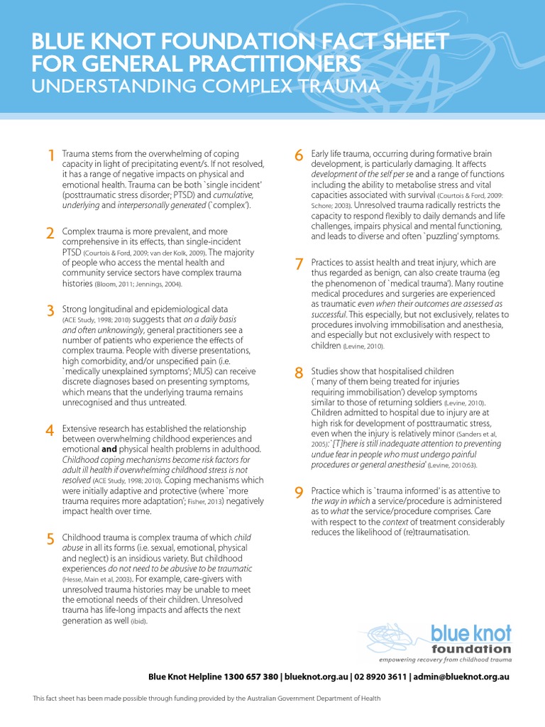 Fact Sheet GPs | PDF | Complex Post Traumatic Stress Disorder ...