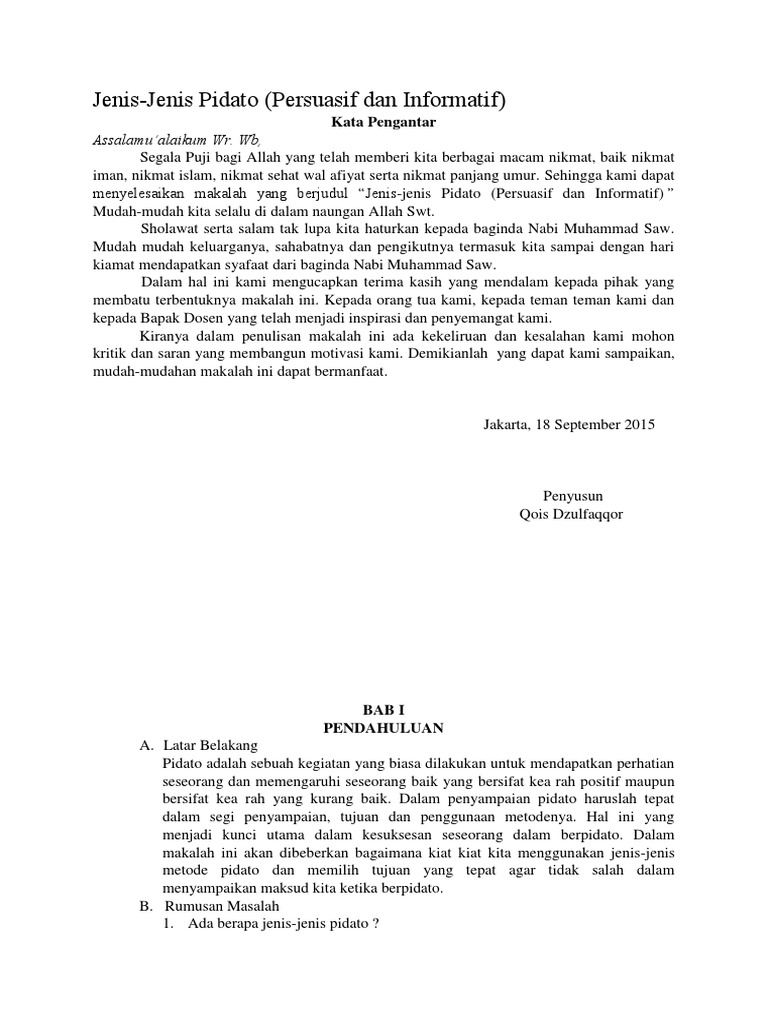 Jenis-jenis Pidato dan Metodenya | PDF | Kajian Bahasa Asing