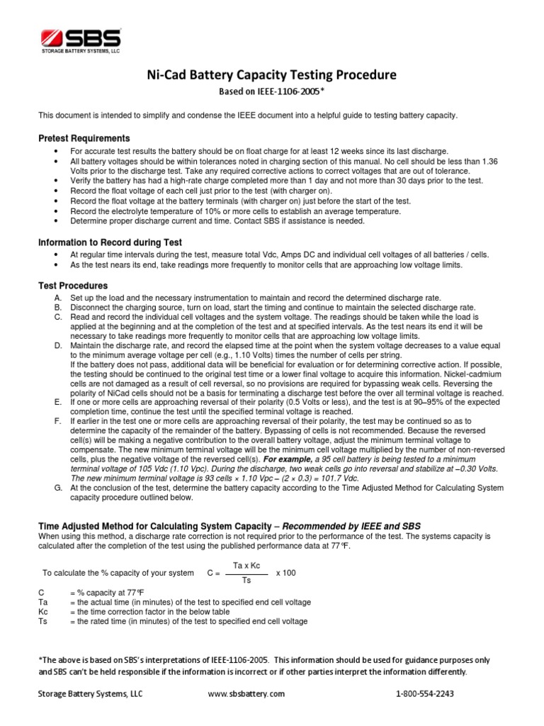 NiCd Battery Testing | PDF | Battery Charger | Galvanic Cells