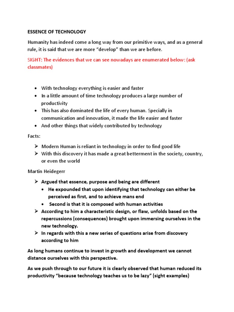 Essence of Technology | PDF | Human | Science