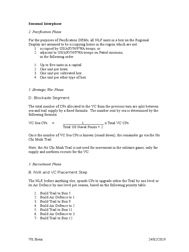 Vietnam Solitaire Rules | PDF | Viet Cong | Army Of The Republic Of Vietnam