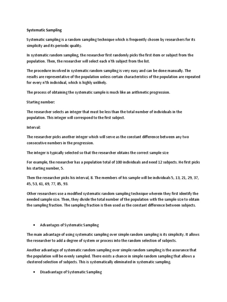 Systematic Sampling Explained | PDF | Sampling (Statistics) | Randomness