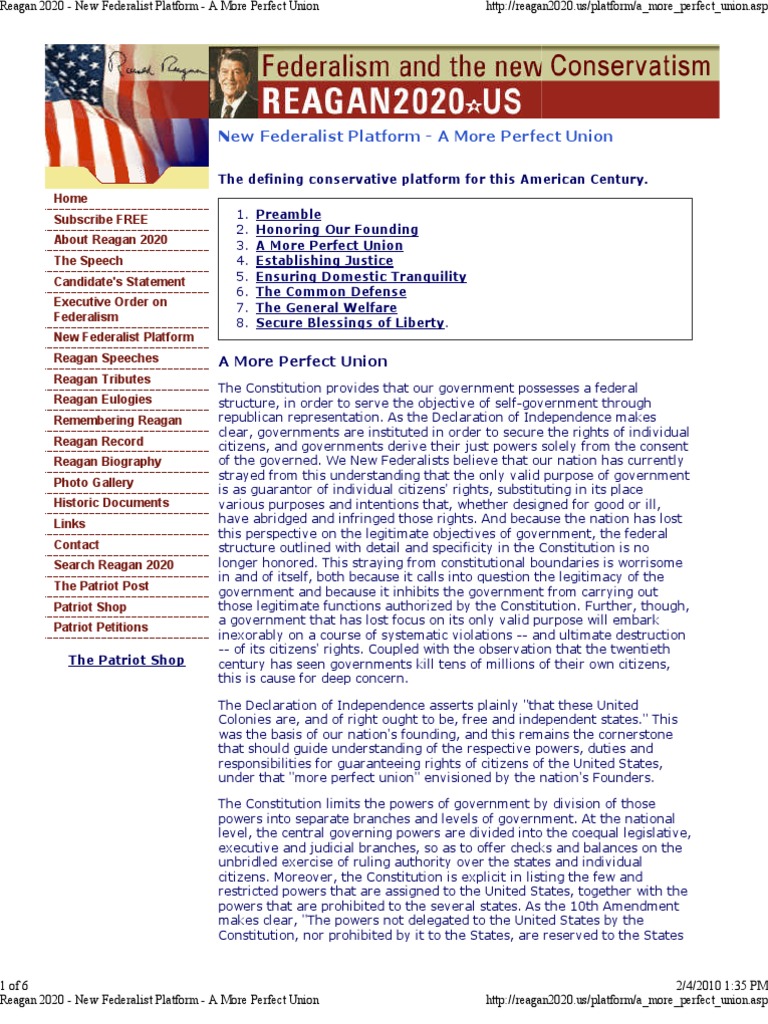 New Federalist A More Perfect Union | PDF | United States Congress ...
