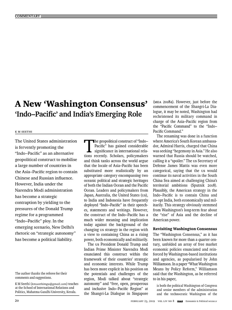 A New Washington Consensus' | PDF | Trans Pacific Partnership | The ...