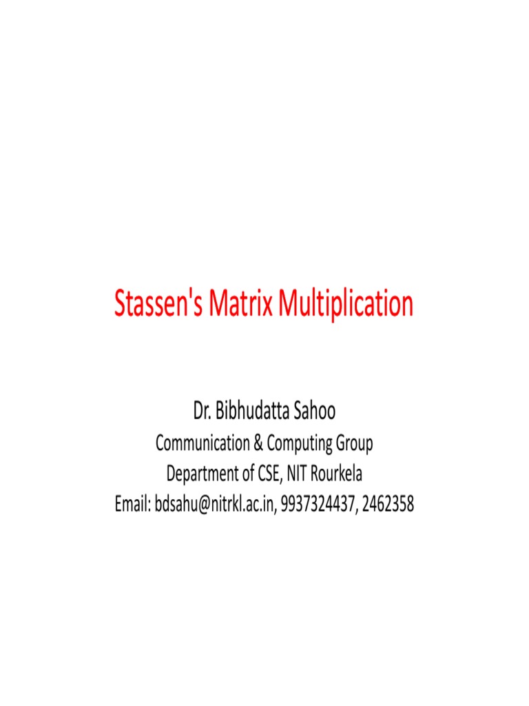 Strassen Matrix Multiplication | PDF | Matrix (Mathematics ...