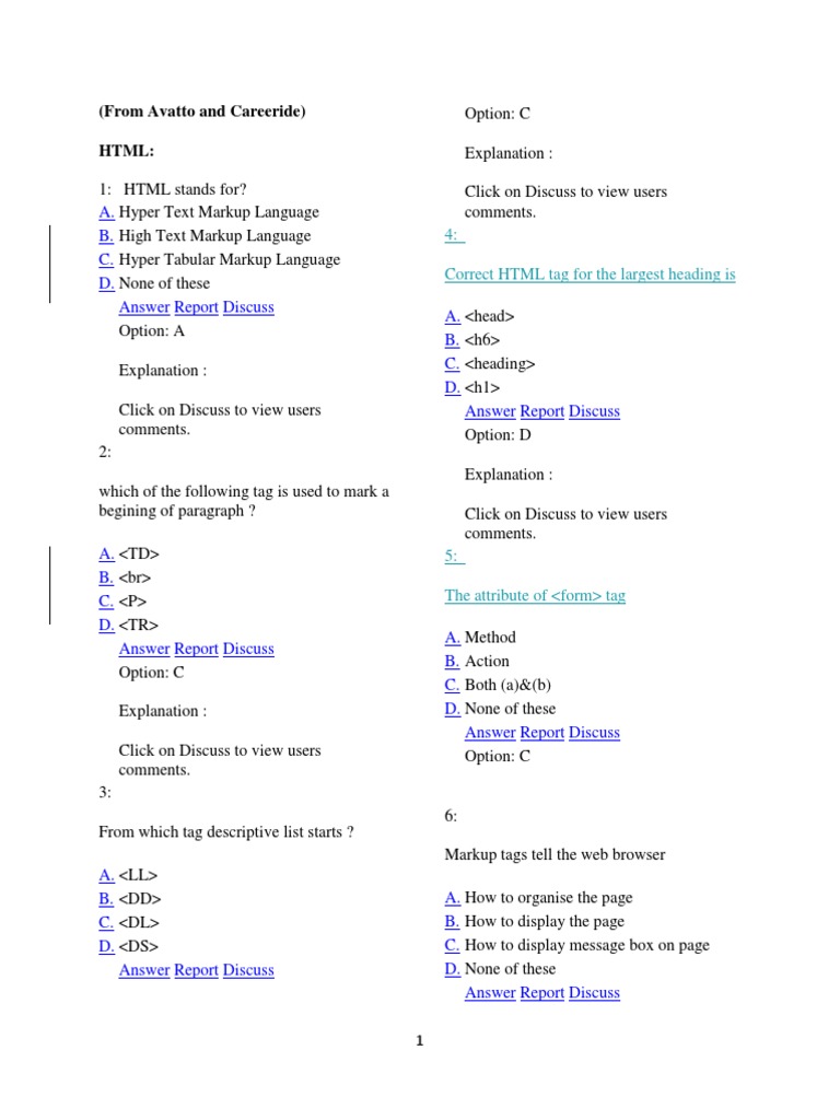 MCQ of Computer Basic1 | PDF | Html Element | Markup Language