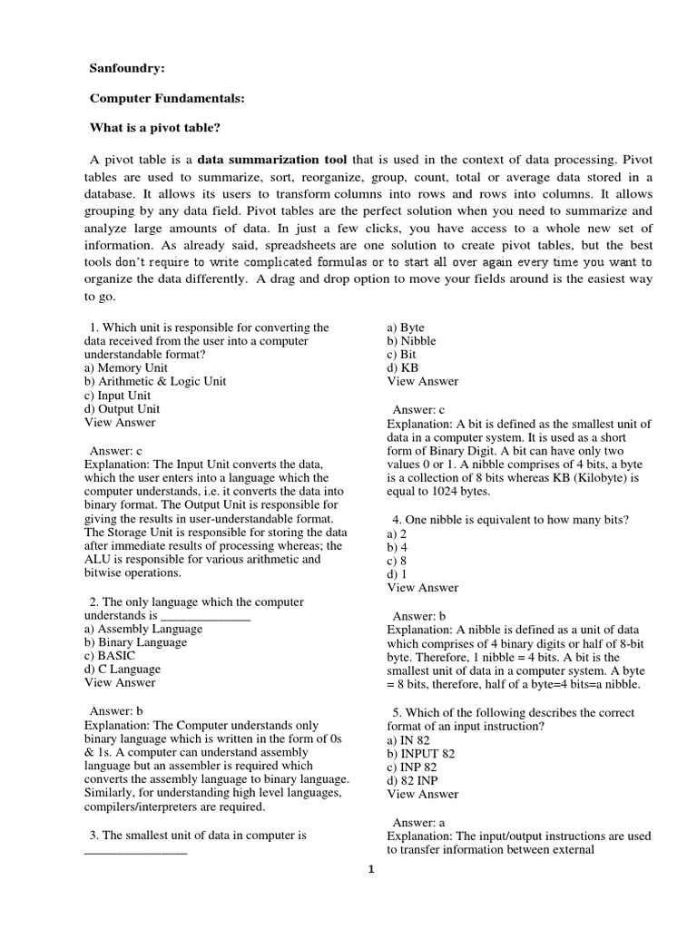 Mcqs of Computer 1 | PDF | Computer Data Storage | Input/Output