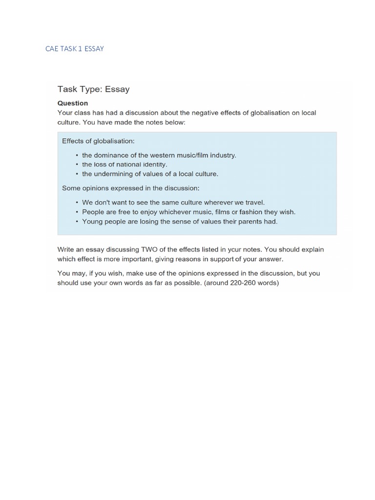 Cae Task 1 Essay - Globalisation | PDF